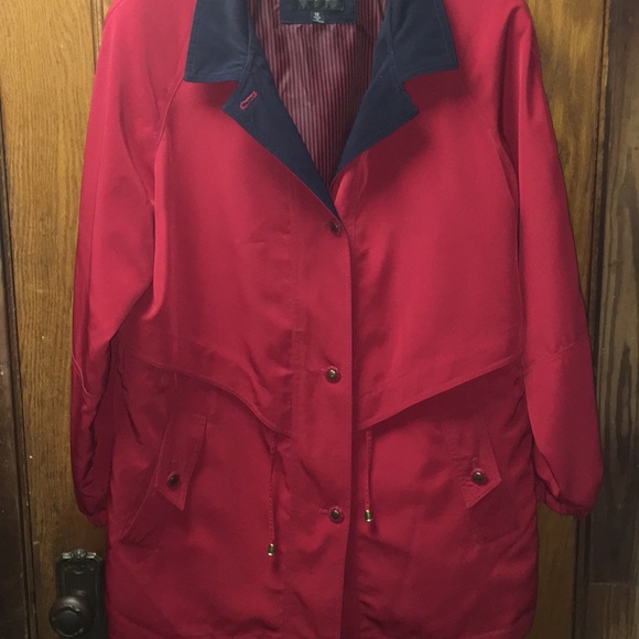 Braetan | Jackets & Coats | Breatan Red With Blue Collar Rain Coat ...
